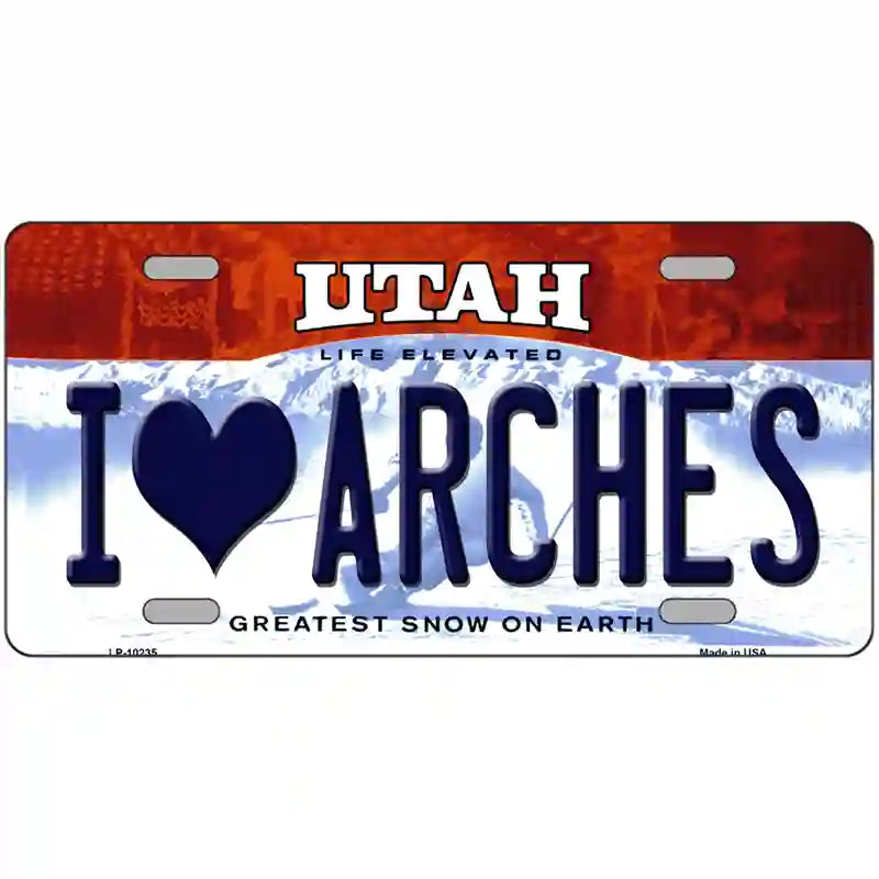 I Love Arches Utah Metal Novelty License Plate | Smart Blonde