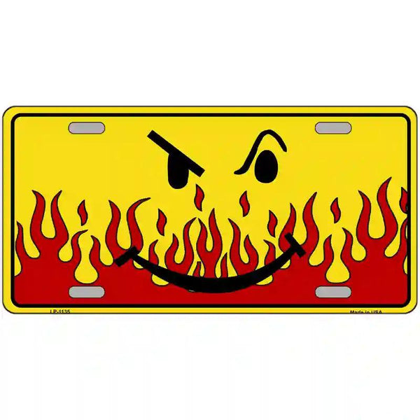 Smiley Flame Novelty Metal License Plate | Smart Blonde