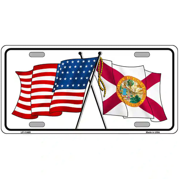 Florida Crossed US Flag License Plate | Smart Blonde