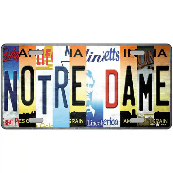 Notre Dame Strip Art Novelty Metal License Plate Tag | Smart Blonde