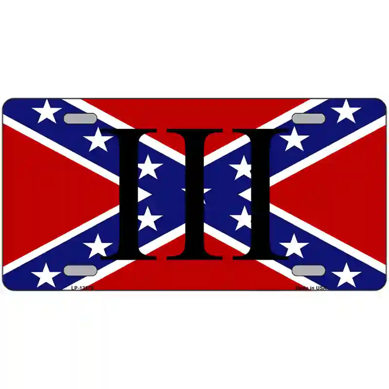 3 Percenter Confederate Novelty Metal License Plate Tag | Smart Blonde