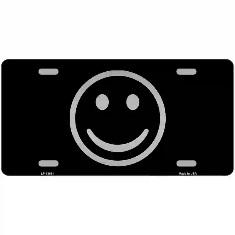 Smiley Black Novelty Metal License Plate Tag | Smart Blonde