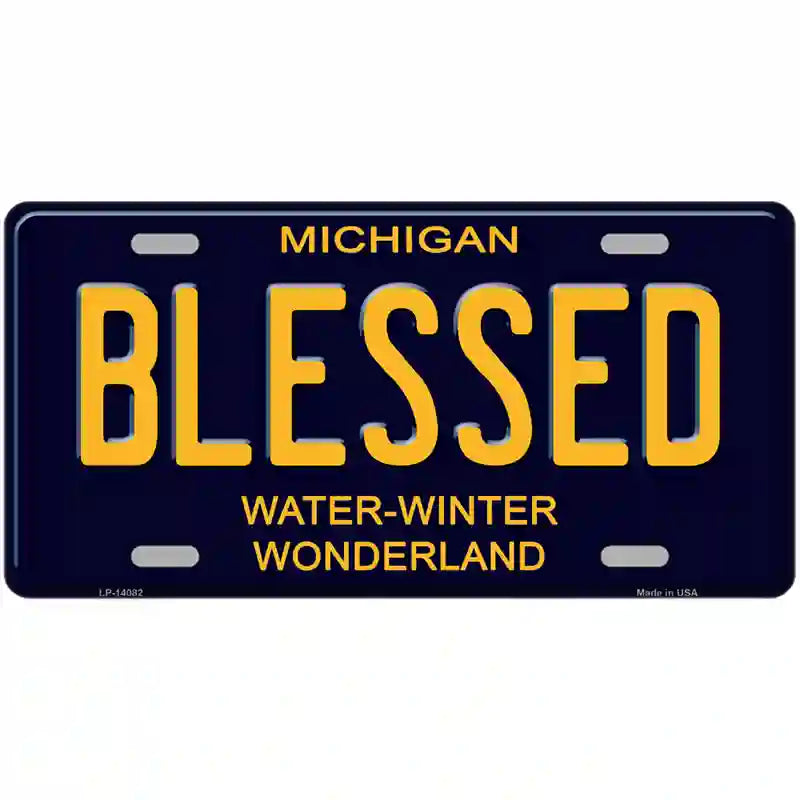 Blessed Michigan Blue Novelty License Plate | Smart Blonde
