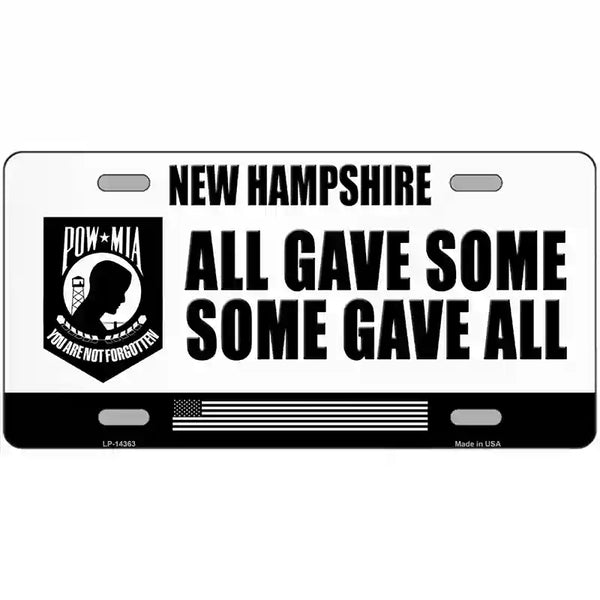 New Hampshire POW MIA Some Gave All Novelty Metal License Plate | Smart ...