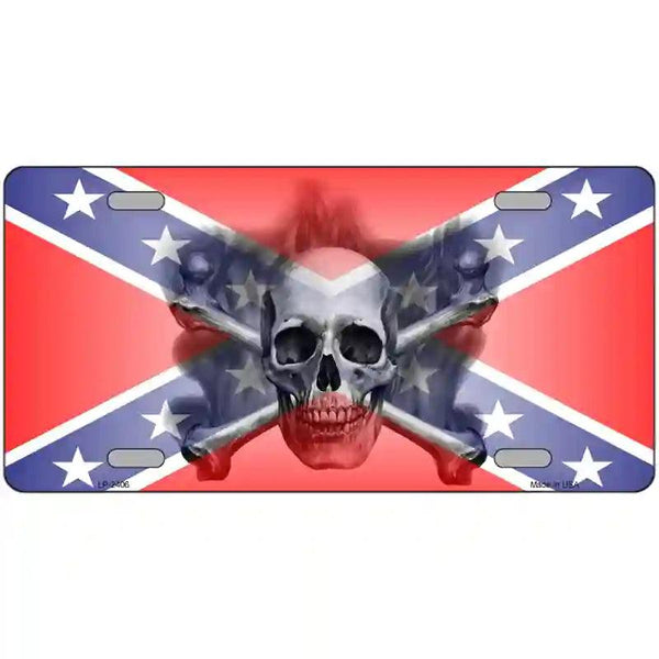 Confederate Flag Skull Metal Novelty License Plate | Smart Blonde