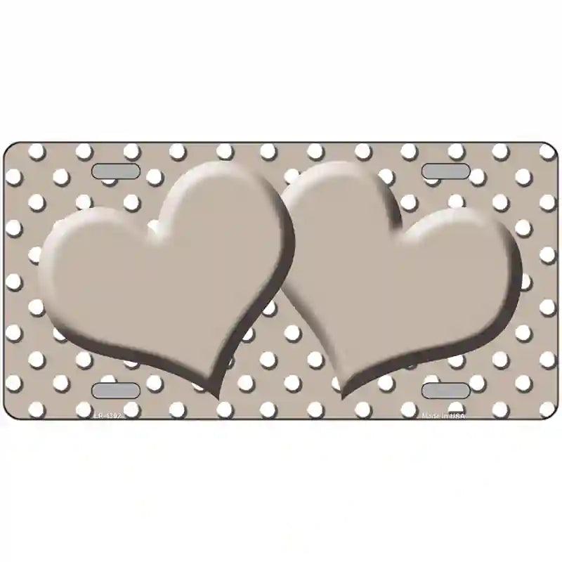 Tan White Polka Dot Center Hearts Metal Novelty License Plate | Smart ...