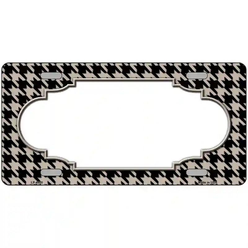 Tan Black Houndstooth Scallop Center Metal Novelty License Plate ...