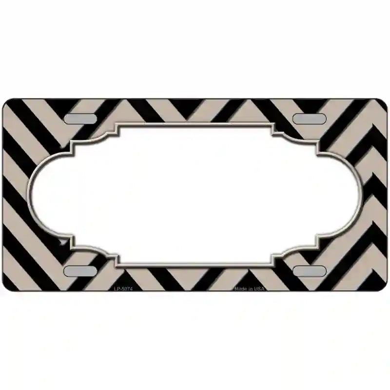 Tan Black Chevron Scallop Metal Novelty License Plate | Smart Blonde