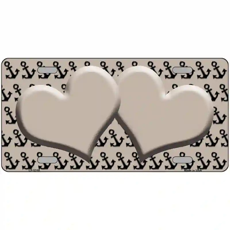 Tan Black Anchor Tan Heart Center Metal Novelty License Plate | Smart ...