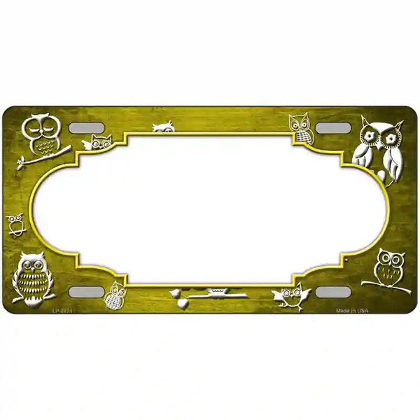 Yellow White Owl Scallop Oil Rubbed Metal Novelty License Plate | Smart ...