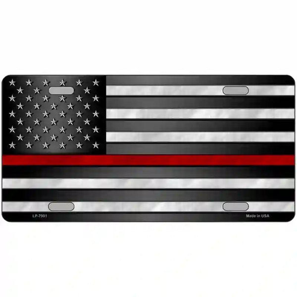 American Flag Thin Red Line Novelty Metal License Plate | Smart Blonde