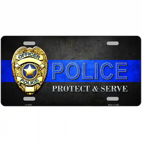 Police Badge Thin Blue Line Metal Novelty License Plate | Smart Blonde