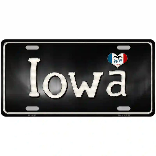 Iowa Flag Script Metal License Plate | Smart Blonde