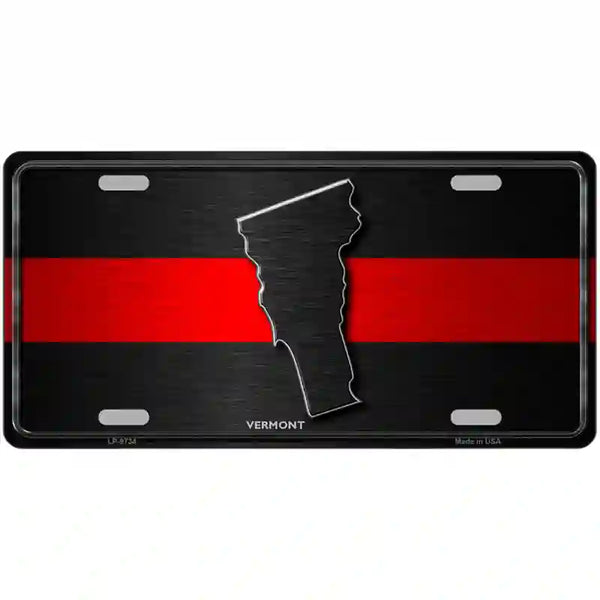 Vermont Thin Red Line Metal Novelty License Plate | Smart Blonde