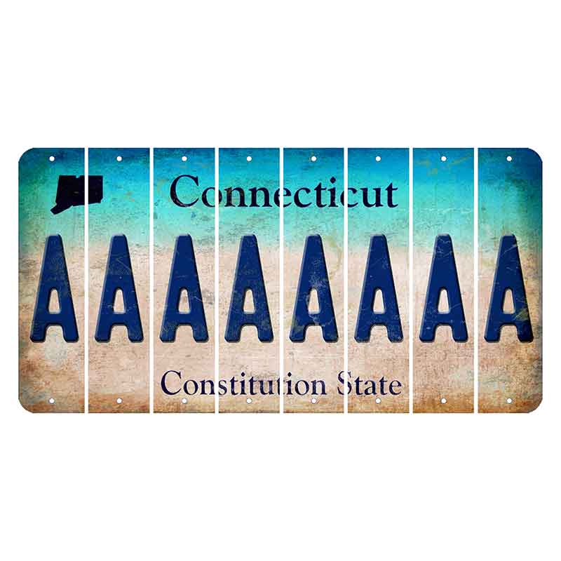Connecticut Constitution State Cut License Plate Strips (Set of 8 ...
