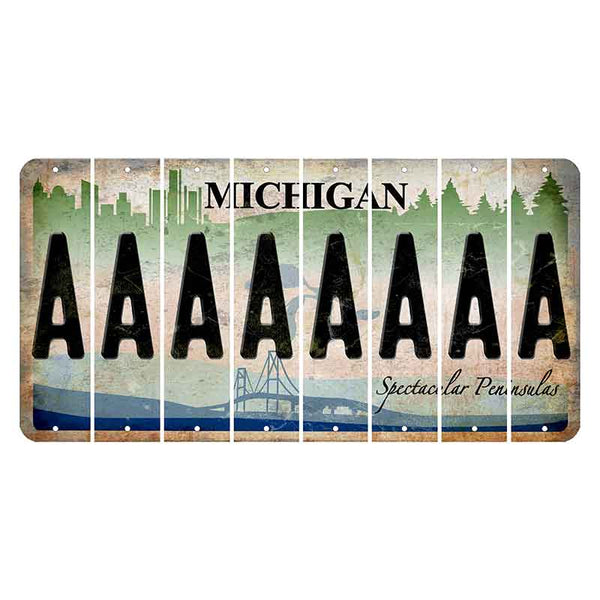 Michigan Spectacular Peninsulas Cut License Plate Strips (Set of 8 ...