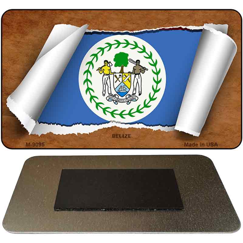 Belize Flag Scroll Novelty Metal Magnet M-9095 | Smart Blonde