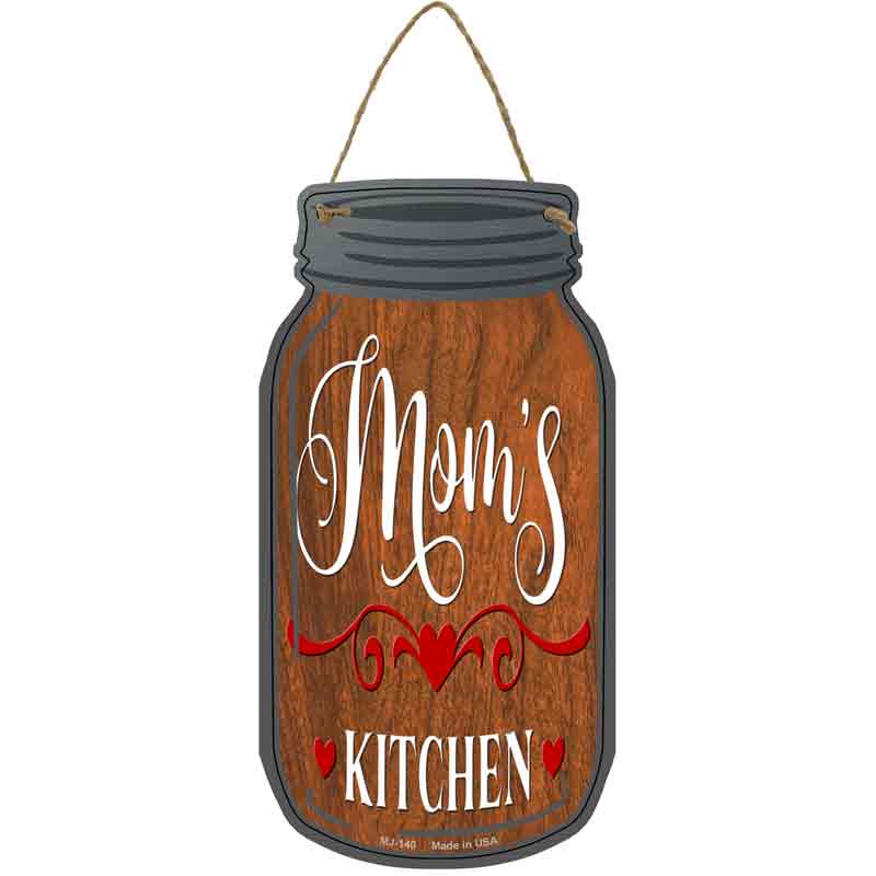 Moms Kitchen Wood Grain Novelty Metal Mason Jar Sign | Smart Blonde