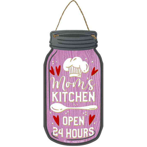 Moms Kitchen 24 Hours Novelty Metal Mason Jar Sign | Smart Blonde