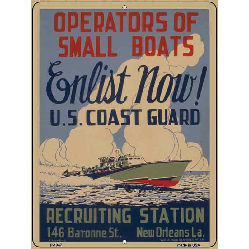 Enlist Now Coast Guard Vintage Poster Parking Sign | Smart Blonde