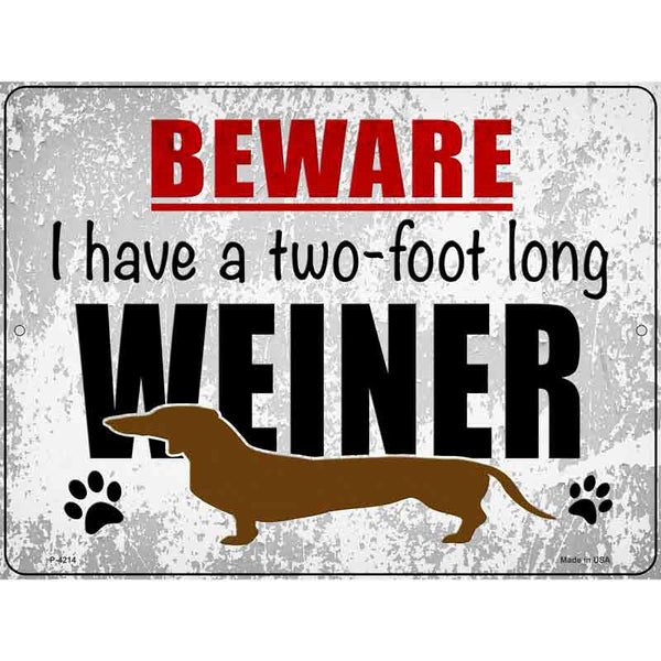Two Foot Long Weiner Novelty Metal Parking Sign | Smart Blonde