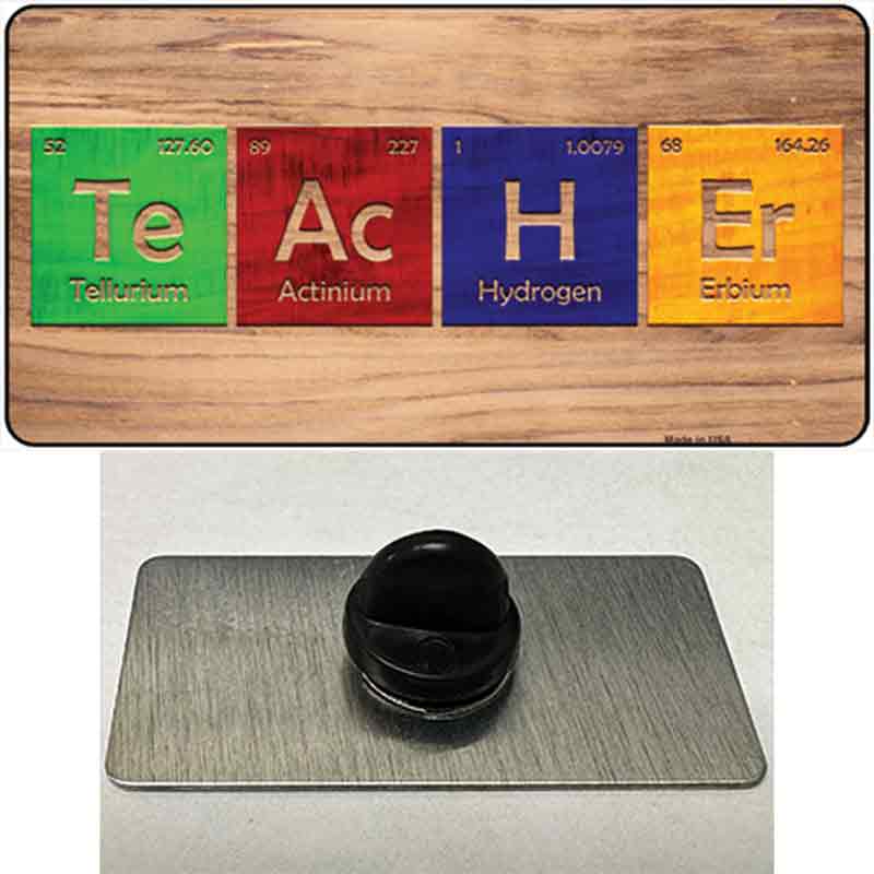 Teacher Periodic Table Wood Novelty Metal Hat Pin | Smart Blonde