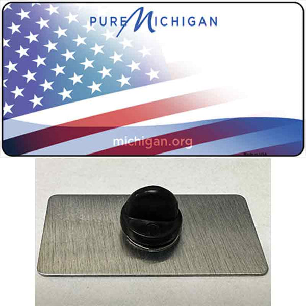 Pure Michigan Plate American Flag Novelty Metal Hat Pin | Smart Blonde