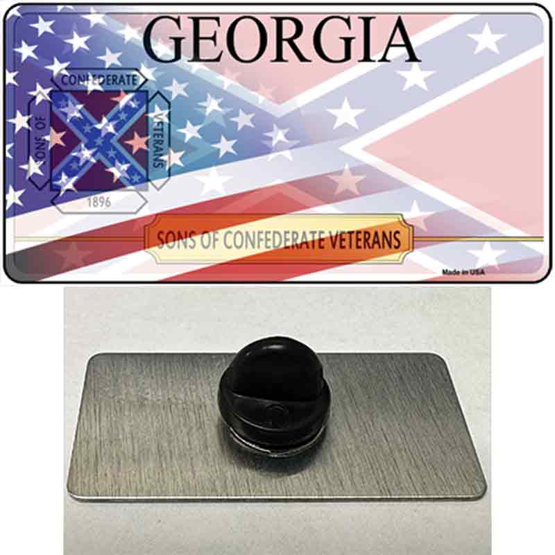 Georgia Confederate Flag American Flag Novelty Metal Hat Pin | Smart Blonde