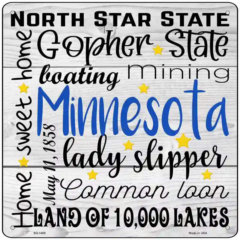 Minnesota Motto Novelty Metal Square Sign | Smart Blonde
