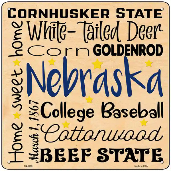 Nebraska Motto Novelty Metal Square Sign | Smart Blonde
