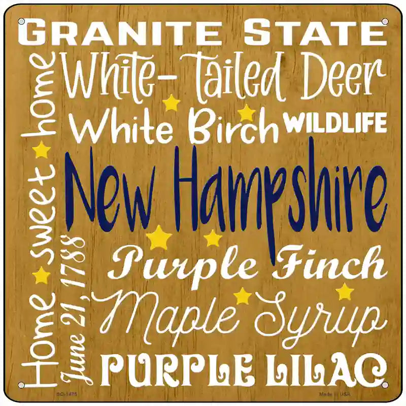 New Hampshire Motto Novelty Metal Square Sign | Smart Blonde