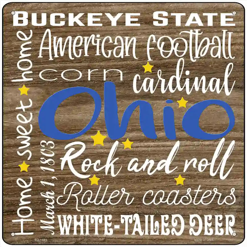 Ohio Motto Novelty Metal Square Sign | Smart Blonde