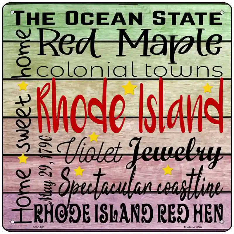 Rhode Island Motto Novelty Metal Square Sign | Smart Blonde