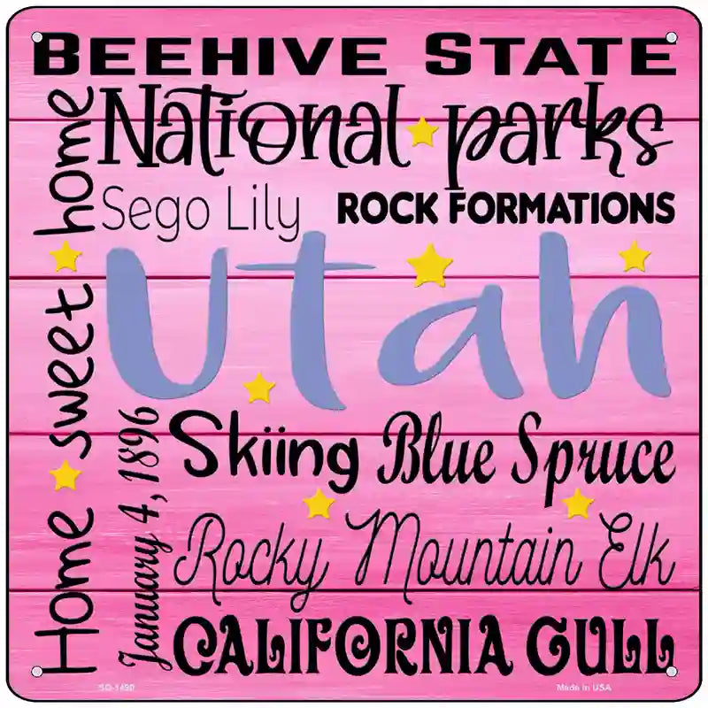 Utah Motto Novelty Metal Square Sign | Smart Blonde