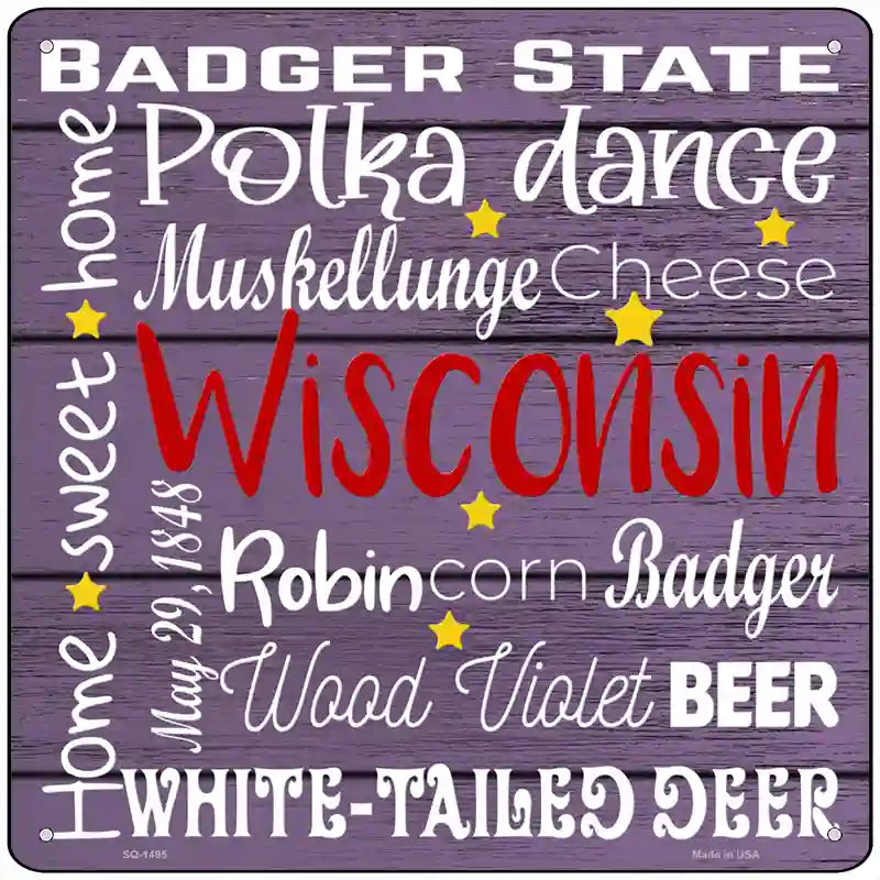 Wisconsin Motto Novelty Metal Square Sign | Smart Blonde