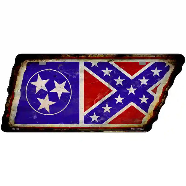 Tennessee Confederate Flag Novelty Rusty Effect Metal Tennessee License ...