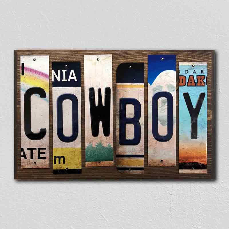 Cowboy License Plate Strips Novelty Wood Signs WS-461 | Smart Blonde