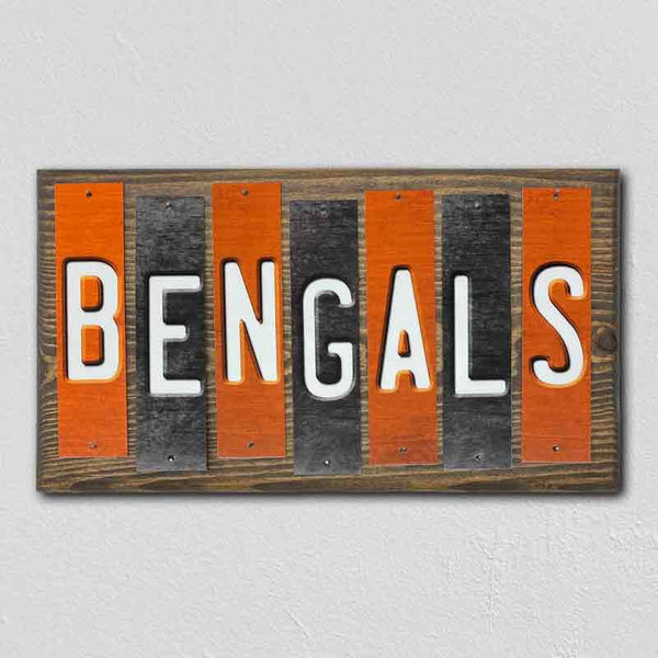 Bengals Team Colors Football Fun Strips Novelty Wood Sign WS-744 ...