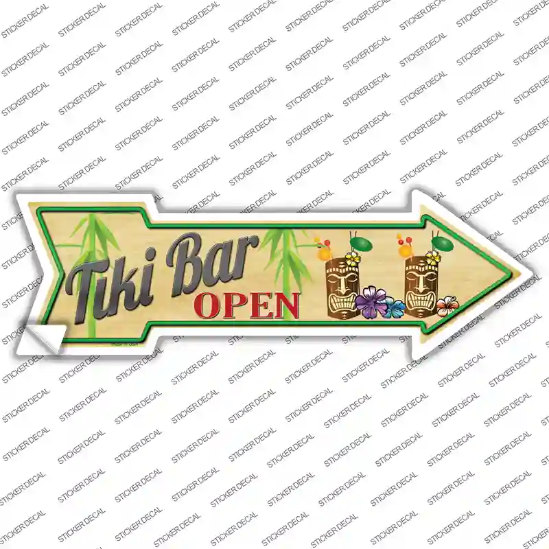 Tiki Bar Open Novelty Arrow Sticker Decal | Smart Blonde