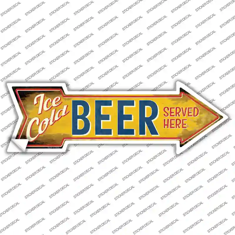 Ice Cold Beer Served Here Novelty Arrow Sticker Decal | Smart Blonde