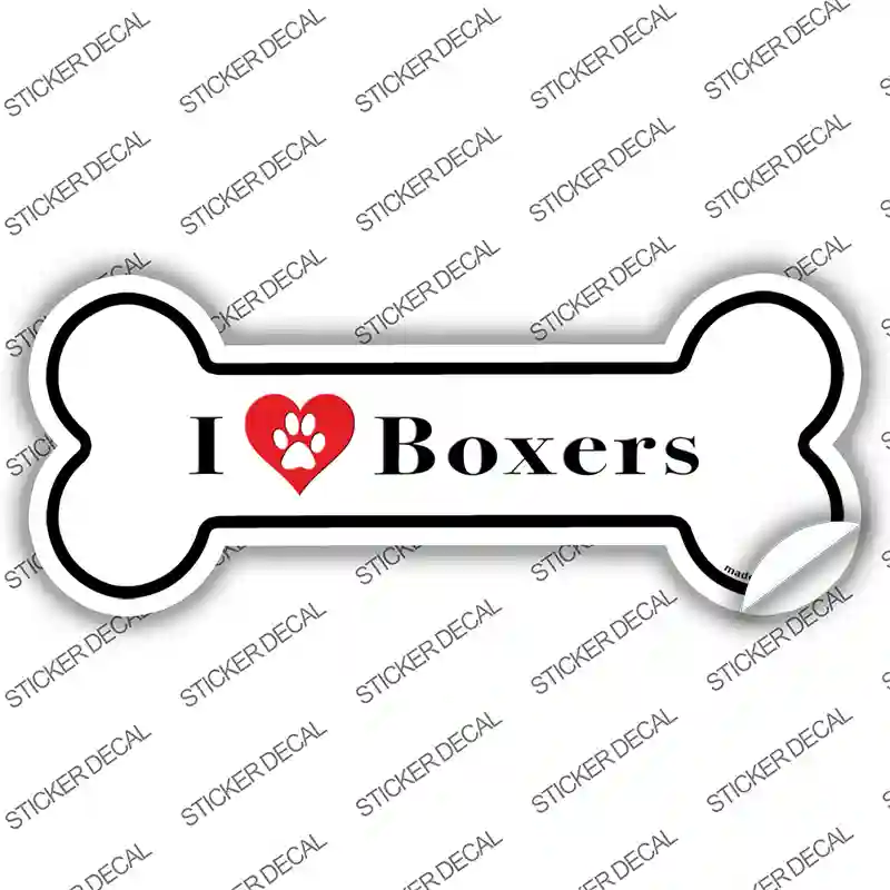 I Love Boxers Novelty Bone Sticker Decal | Smart Blonde