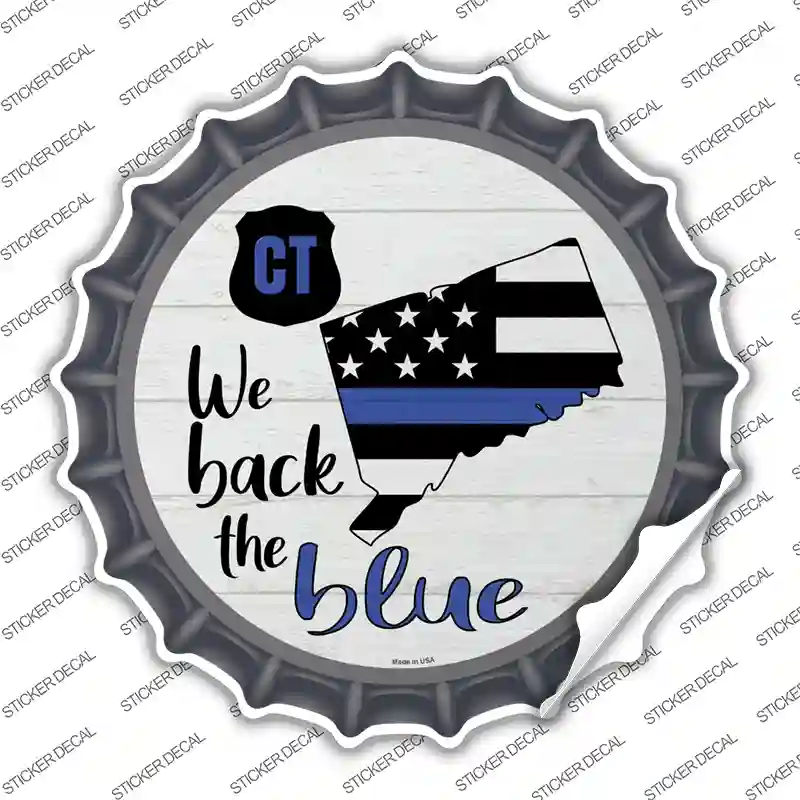 Connecticut Back The Blue Novelty Bottle Cap Sticker Decal | Smart Blonde
