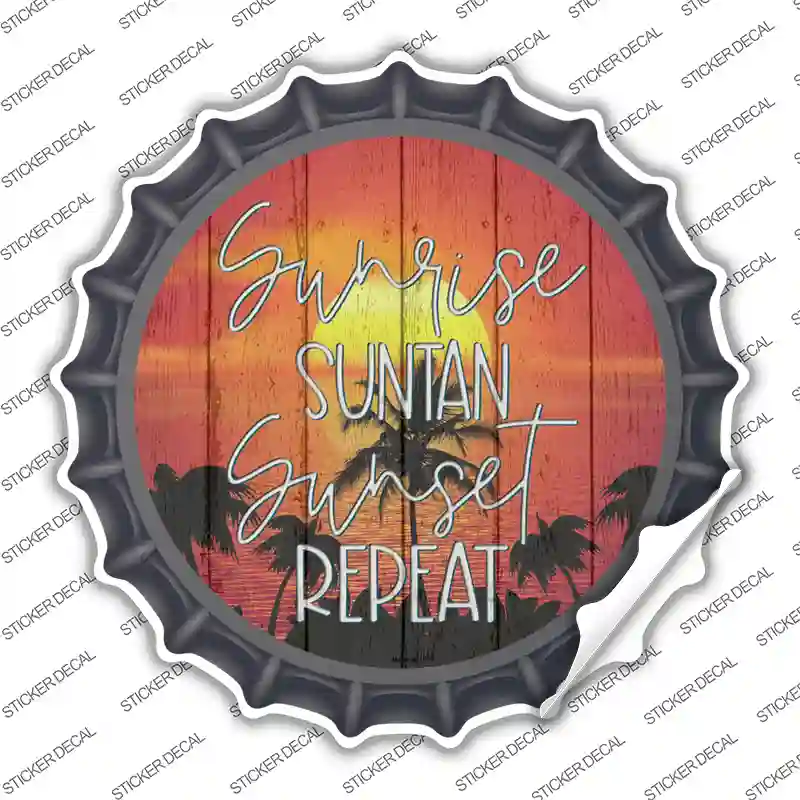 Sunrise Suntan Sunset Novelty Bottle Cap Sticker Decal | Smart Blonde