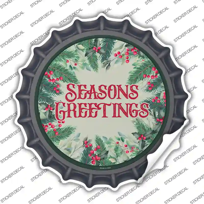 Seasons Greetings Red Novelty Bottle Cap Sticker Decal | Smart Blonde