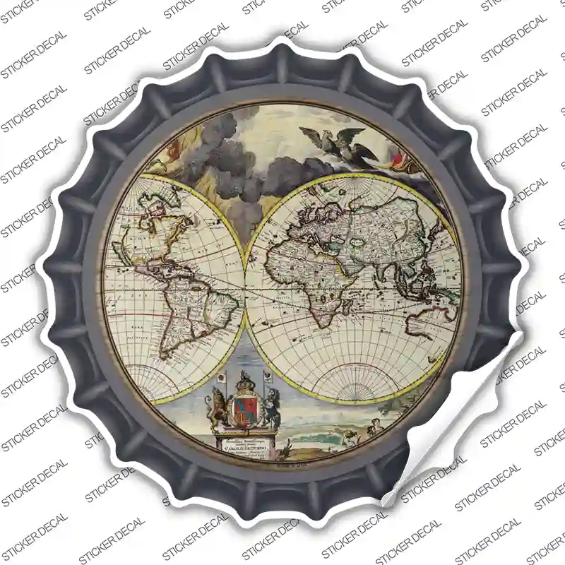 World Map Novelty Bottle Cap Sticker Decal | Smart Blonde