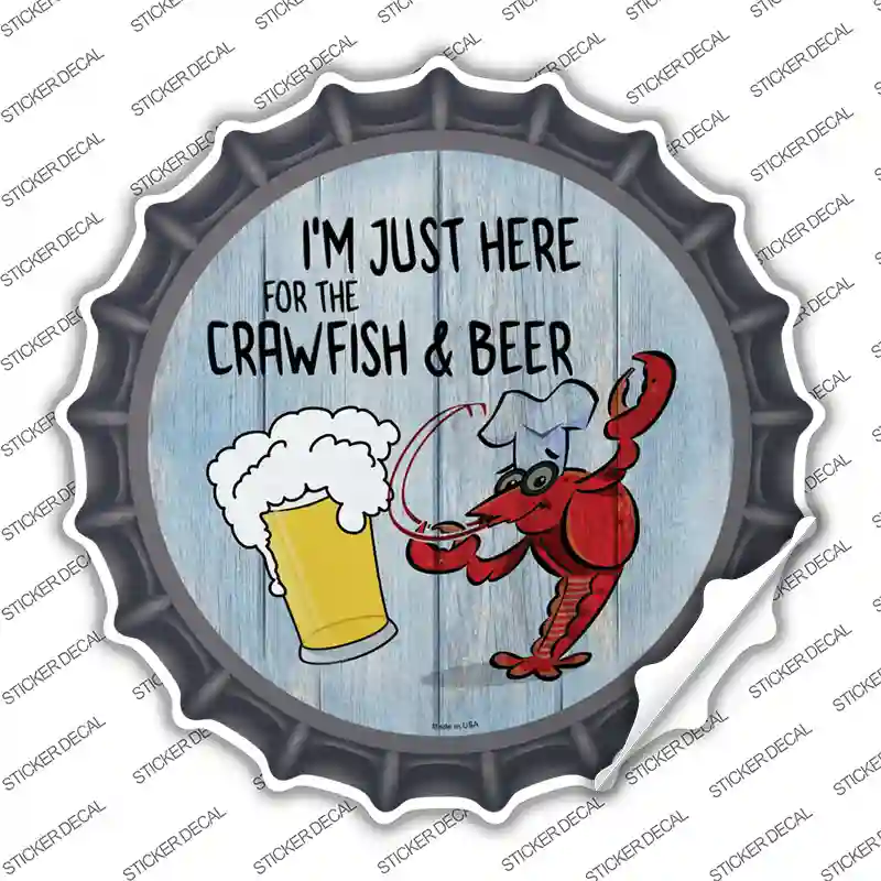 Crawfish and Beer Novelty Bottle Cap Sticker Decal | Smart Blonde