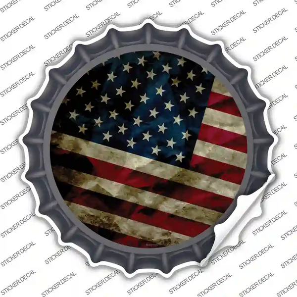 Dark American Flag Novelty Bottle Cap Sticker Decal | Smart Blonde