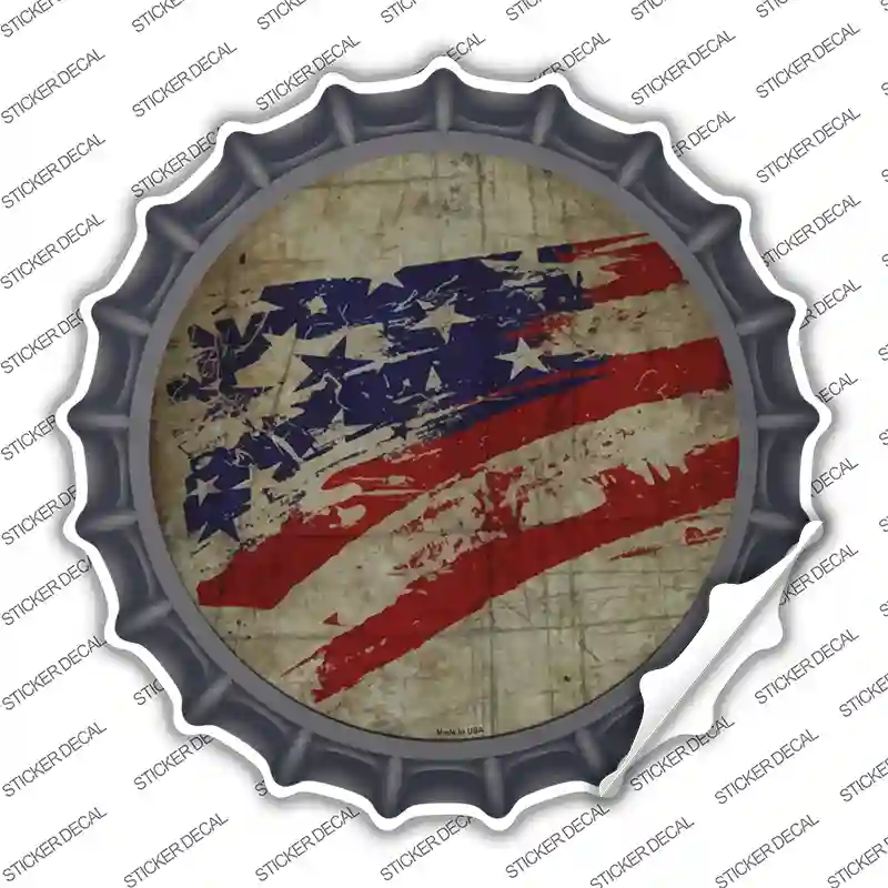 Distressed American Flag Novelty Bottle Cap Sticker Decal | Smart Blonde
