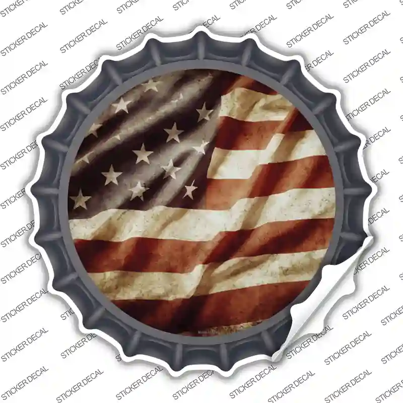 Vintage American Flag Novelty Bottle Cap Sticker Decal | Smart Blonde