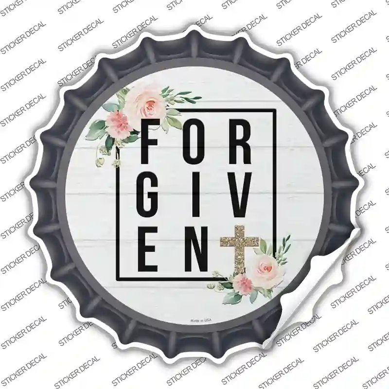 Forgiven with Cross Novelty Bottle Cap Sticker Decal | Smart Blonde